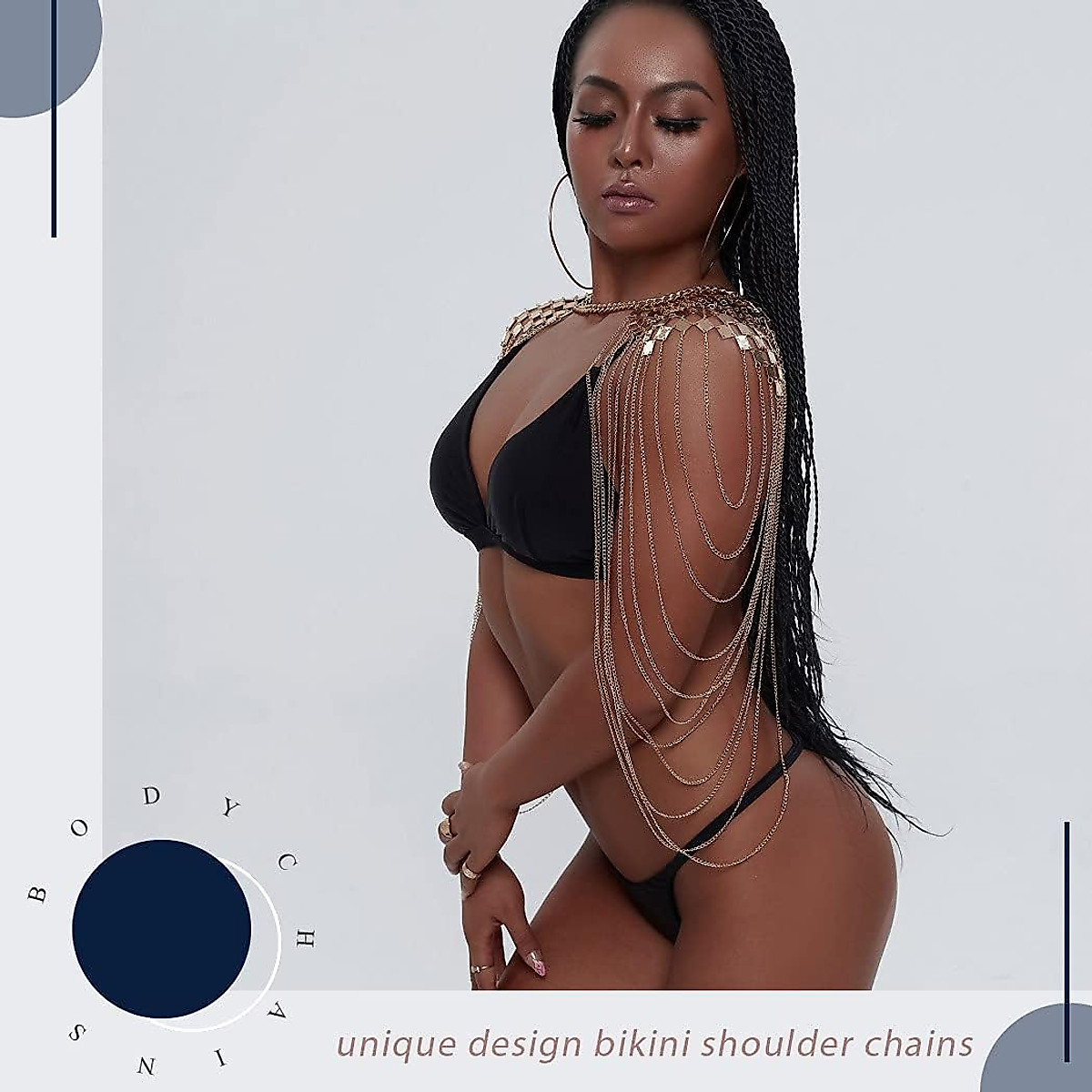 CanB Gold Body Chains Shoulder Body Chain Harness Sexy Body Jewelry Accessories for Women and Girls