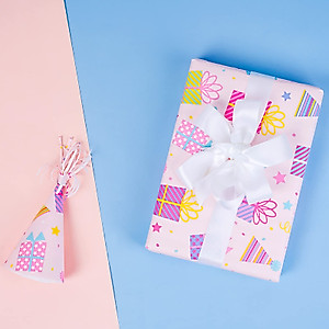 WRAPAHOLIC Jumbo Girl Birthday Wrapping Paper Roll - Pink Girl Wrapping Paper for Birthday, Holiday, Party, Baby Shower - 30 Inch x 33 Feet