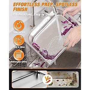 SVKLHY 304 Stainless Steel 1/2 Size Hotel Pans: 6 Pack 2.5 Inch Deep [Anti-Jam][Super Thicken] Steam Table Pan Commercial Hotel Pan for Restaurant Catering Party