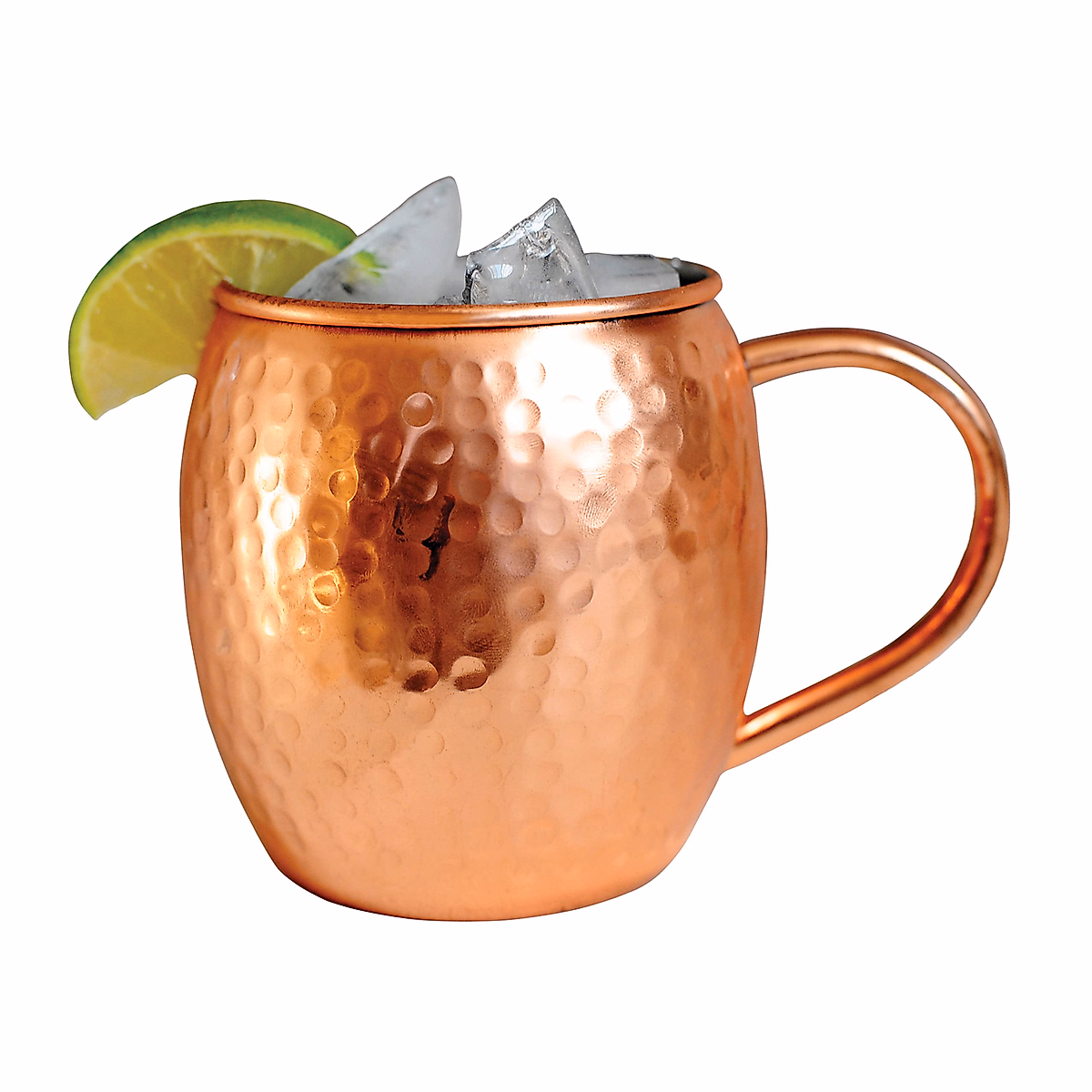Alchemade Copper Barrel Mug for Moscow Mules - 16 oz - 100% Pure Hammered Copper - Heavy Gauge - No lining - includes FREE E-Recipe book