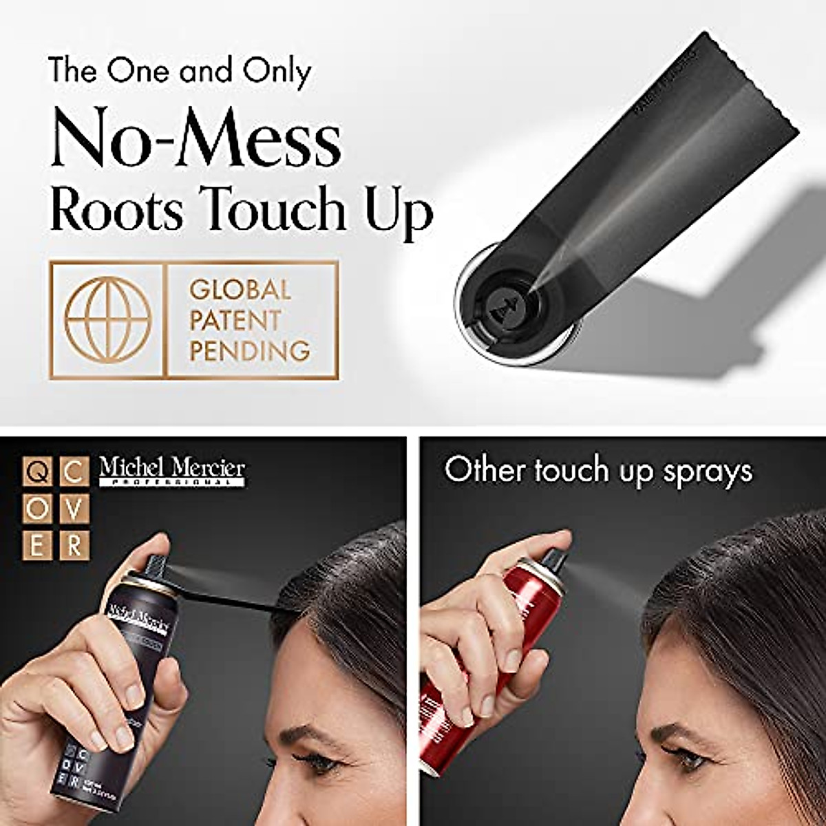 Michel Mercier Hair Root Touch Up Spray | No-Mess Instant Hair Dye with Unique Applicator | Natural Looking Hair Color (Black)