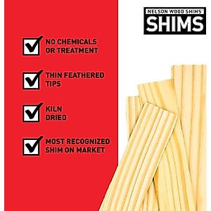 Nelson Wood Shims 8" 12 Pack - Kiln Dried Wood - Set of 2 (Total 24 Shims)