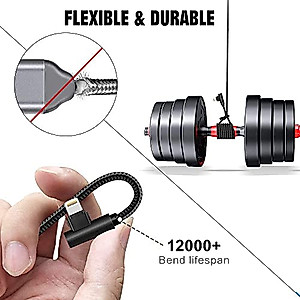 APFEN iPhone Cable 5 Pack(3/3/6/6/10FT) MFI Certified Cable Lightning Fast Charger Nylon Braided Data Cord 90 Degree Elbow for Game Video Compatible with iPhone 12 11 Pro Max XR XS Max iPod (Black)