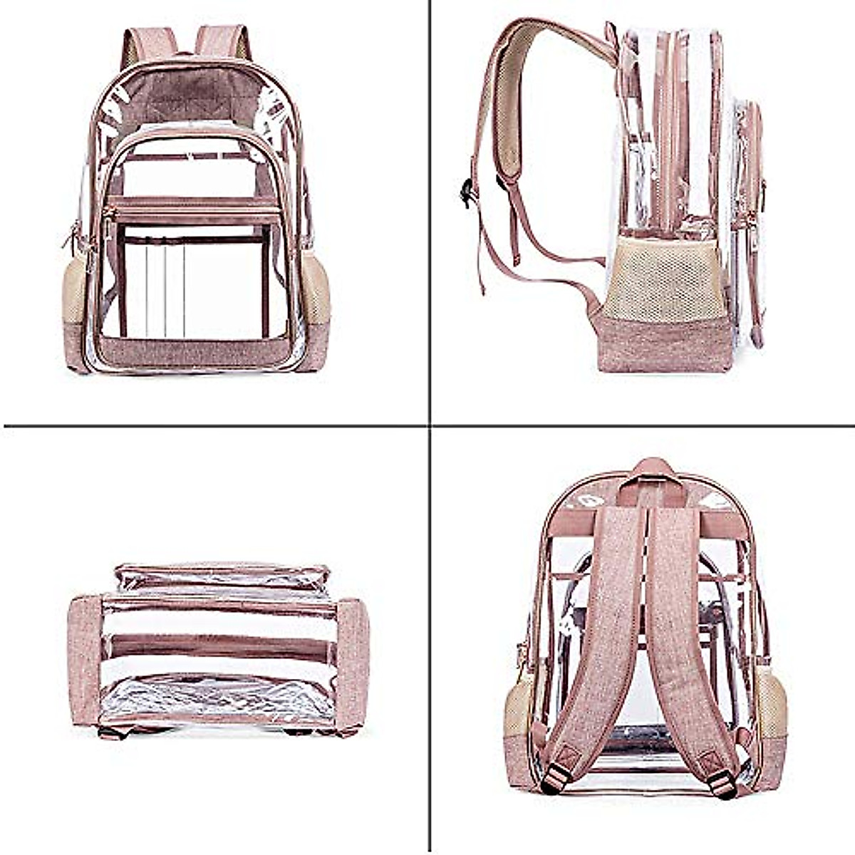 TRIEtree Clear Backpack, Heavy Duty Clear Bookbag Transparent Backpacks for Adults with Reinforced Straps See