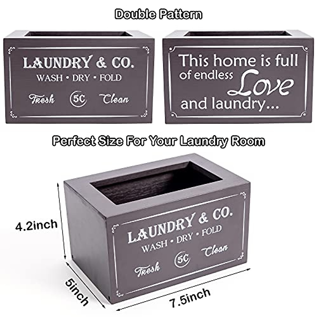 Dryer Sheet Holder for Laundry Room Decor, Dryer Sheets Dispenser Fabric Softener Dispensing Container 2 Side