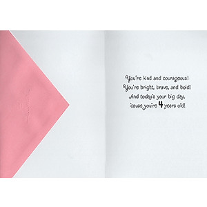 Heartline by Hallmark Princess Happy 4th Birthday Card for Daughter with Princesses with Ariel, Jasmine and Tiana