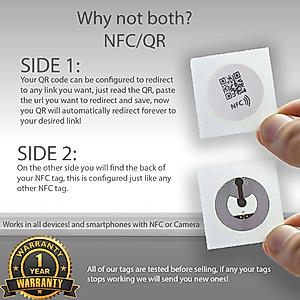 NFC/QR Dual - NFC Tag Sticker with Unique configurable QR Code (50 Pieces)