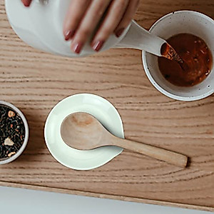 Spoon Rest Small Teaspoon Holder Ceramic Coffee Spoon Holder Coffee Bar Decor for Home Office Coffee Station (Let's Spoon)