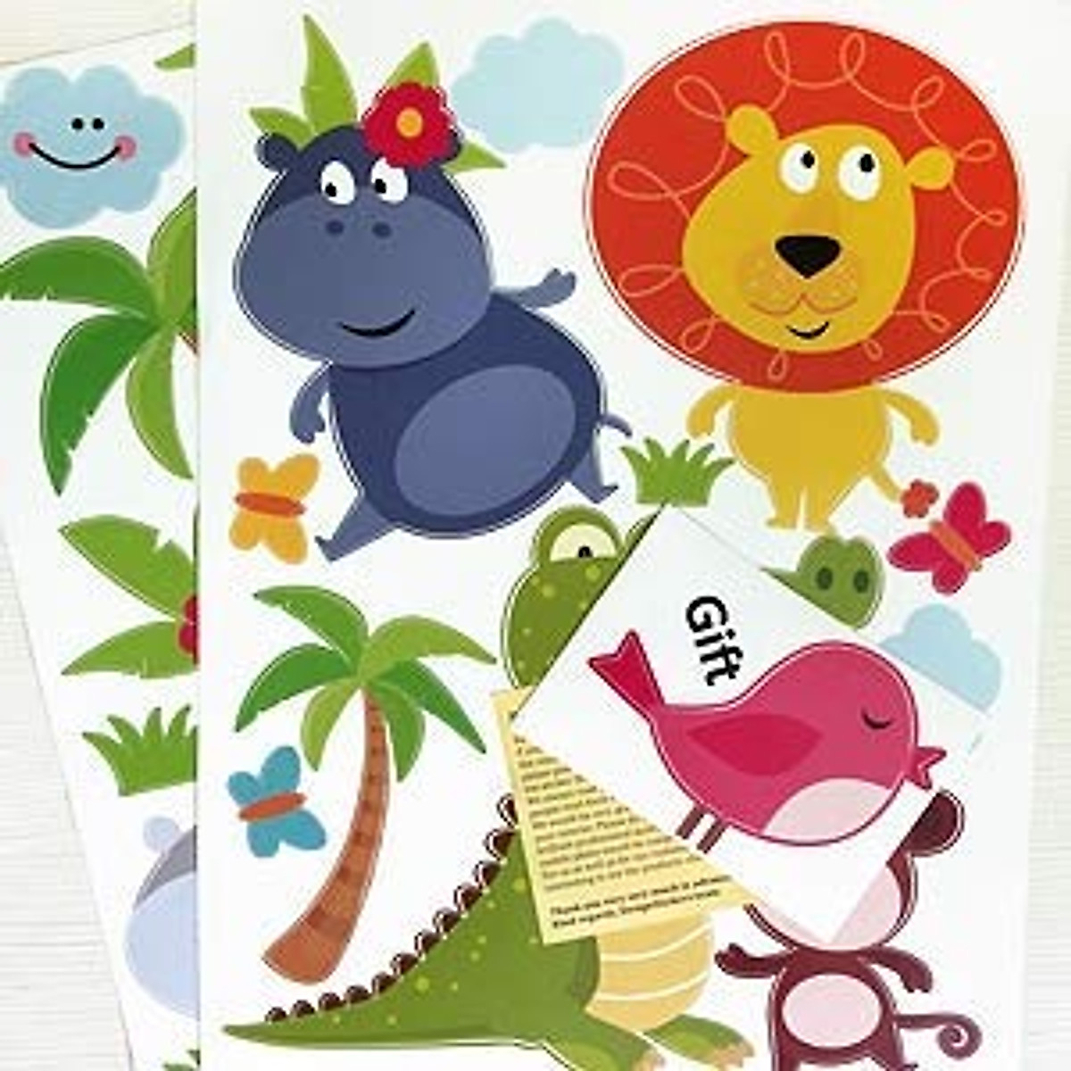 Animal Safari Jungle Vinyl Wall Decal for Kids Bedroom playroom - Decorative Art Stickers for Baby Girl Boy Wall Decor - Nursery Wall Stickers [24 Art clings] - Wall Decals for Boy - with Gift!