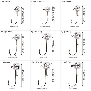Lead Round Jig Head Soft Lure Fishing Bait Hook for Saltwater Freshwater - 2/25oz