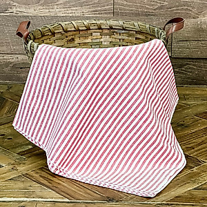 Farmhouse Ticking Red Fabric, Extra Wide Bulk Yardage, 1 Yard, 36" L x 80" W, Cotton Material for Sewing