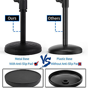 Poocar Desktop Microphone Stand,Heavy Duty Table Desk Microphone Stand with Non-Slip Metal Base, 3/8" and 5/8" Adapter Adjustable Height for Blue Yeti Snowball Spark & Other Microphone