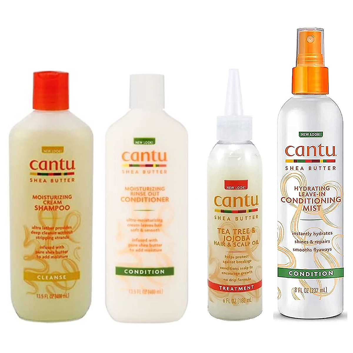 Cantu Shea Butter Moisturizing Shampoo + Conditioner +Leave In Conditioning Mist + Hair & Scalp Oil "Set"
