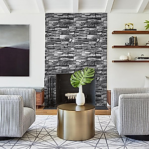 Timeet Brick Stone Wallpaper Peel and Stick Wallpaper Faux Stone Wallpaper 17.3"x118.1" Brick Wallpaper Self Adhesive Removable Wallpaper for Bedroom Living Room Wall Decor