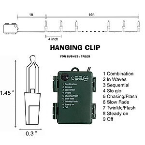 Dazzle Bright Battery Operated Christmas Lights, 2 Pack Total 32FT 100LED Clear Mini String Lights Waterproof with 8 Modes for Xmas Indoor Outdoor Yard Holiday Wedding Decorations (Red and Green)