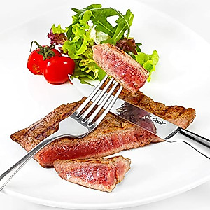 McCook Steak Knives, MC59 Steak Knives Set of 6 - Full Tang Serrated Steak Knives Stainless Steel Steak Knife Set Sharp Knife for Cutting Meat