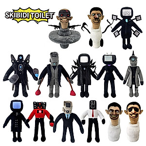 Lianxiaw Skibidi Toilet Toy Plush, Cameraman Plush and Speakerman Plush Set for Kids and Collectors, Horror Game Stuffed plushies Doll Toys Collectible Gifts for Kids Fans Aldults Birthday