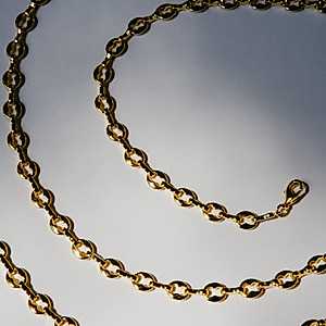 5mm Puffed Mariner Anchor Link Chain Belly Chain 37'' Adjustable | Gold Puffy Link Chain Body Chain