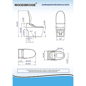 WOODBRIDGE B0960S Auto Flush, Auto Open & Auto Close, 1.28 GPF Single Flush Toilet with Intelligent Smart Bidet Seat and Wireless Remote Control, Chair Height