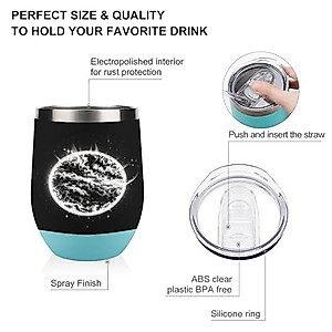 OPTKSNCU 304 Stainless Steel Insulated Cup with Lid, Black And White Sun And Moon Print Durable, And Easy to Clean – Ideal for Home, Office, And Gift Giving