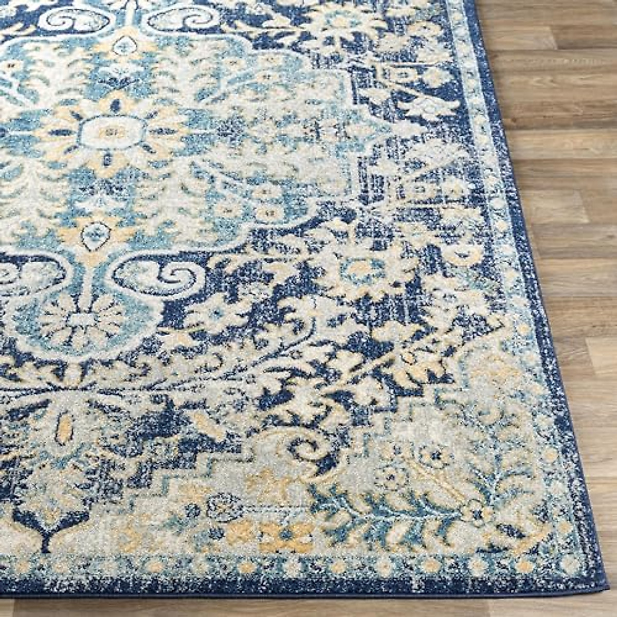 Livabliss Odelia Vintage Bohemian Area Rug,5'3" x 7'3",Navy/Sky Blue