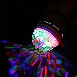 LED Ball Bulb Lamp, 3W E27 LED RGB Crystal Rotating Stage Bulb Voice Auto Rotating Stage Light(1 pcs)