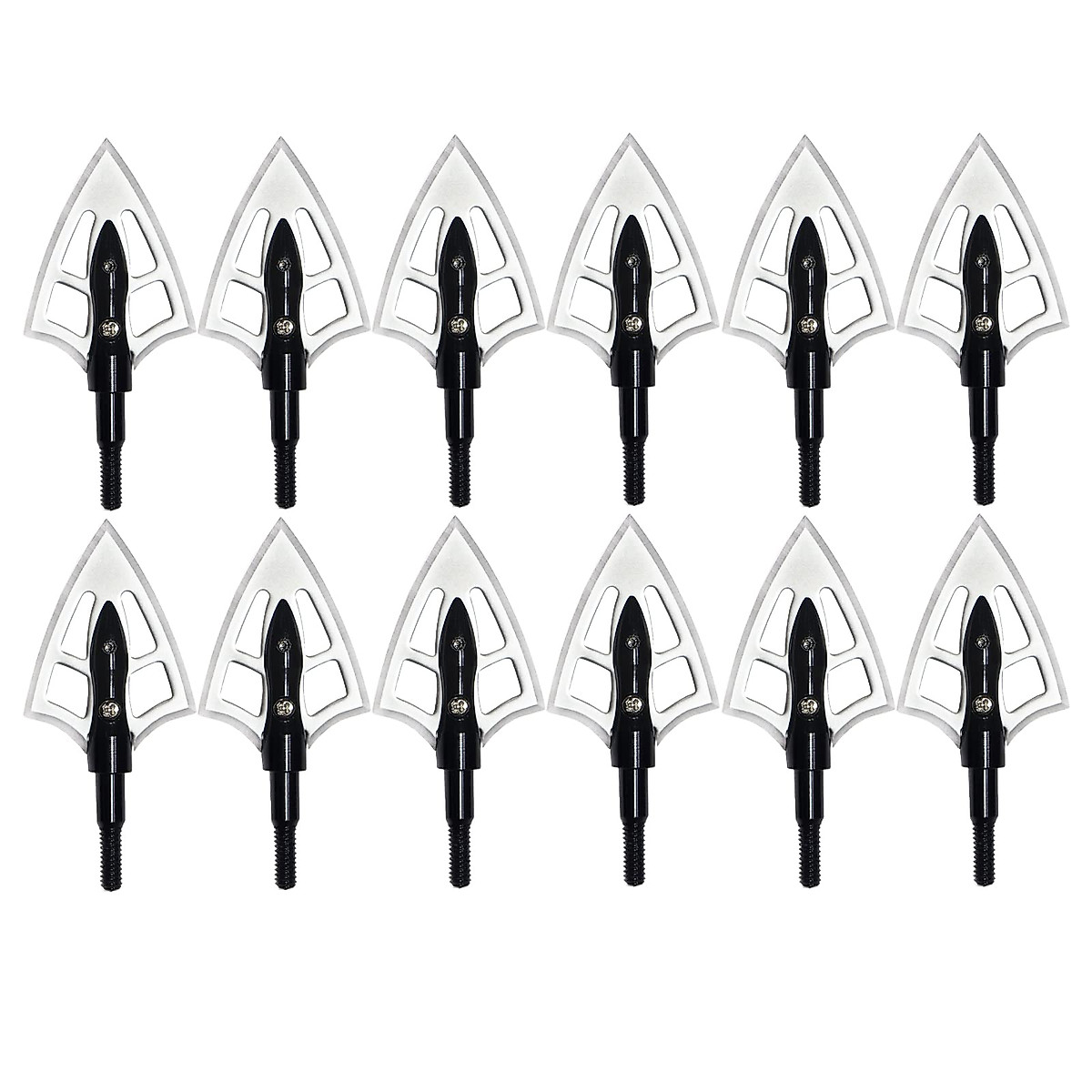 12Pcs Stainless Steel 100 Grain Broadheads 2 Blades Hunting Tips for Crossbow Compound Bow Archery Hunting