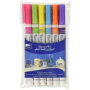 Decoart Paint Marker 1mm Set Brights 6pc Glass PaintMarkerSetBrights6pc