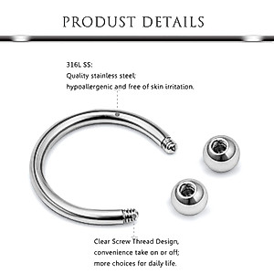 Hoeudjo 24PCS 16G Spiral Barbell Surgical Steel Twist Cartilage Helix Tragus Earring Lip Eyebrow Labret Hoop Rings Piercing Jewelry for Women Men 10mm