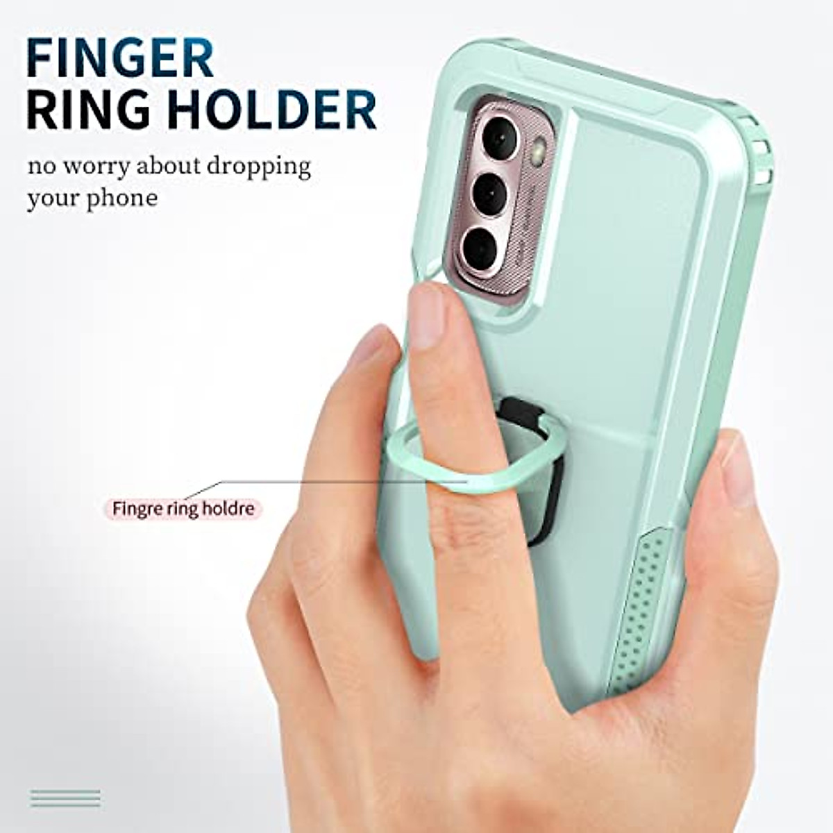 Moto G Stylus 2022 Case, UZER Three Layer Ring Style 360 Rotating Hybrid Armor Hard PC & Soft Silicone Shockproof Anti Slip Full-Body Defender Protective Case for Motorola Moto G Stylus (5G/4G) 2022