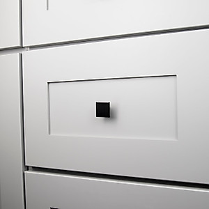 Hickory Hardware 10 Pack of Square Kitchen Cabinet Knobs, Quality Drawer and Dresser Knob, Handle Pulls for Cabinet Doors, Bathroom Drawers, 1-3/16 Inch, Matte Black