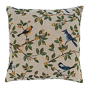 SARO LIFESTYLE Jacquard Bird Throw Pillow with Poly Filling, Multi, 18"