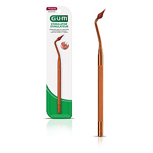 GUM Stimulator Permanent Handle - 1 Rubber Tip Included - Long Handled Massager for Gums - Remove Plaque & Promote Gum Health, 1ct