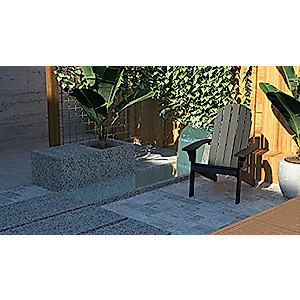 PolyTEAK Traditional Adirondack Chair, Real Wood Look, All Weather Plastic Outdoor Chairs for Firepit, Campfire, Patio, Pool, Easy Assembly with Comfortable Seat for Long Relaxation - Black