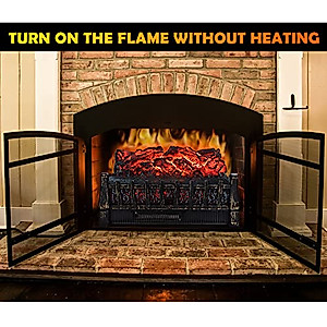 LIFEPLUS Electric Fireplace Log Heater, 21 Inch Fireplace Insert w/Remote Control 8H Timer Realistic Flame Ember Bed Adjustable Brightness, Overheat Protection, Fake Fire for Christmas Home Decor