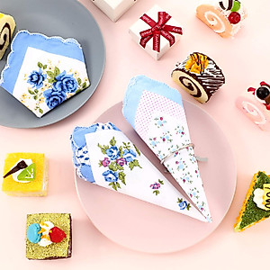 30 Pieces Ladies Hankies Women Floral Handkerchiefs Soft Handkerchiefs Embroidery Vintage Handkerchiefs