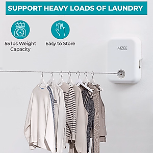 Retractable Clothesline for Indoor or Outdoor Use (White)