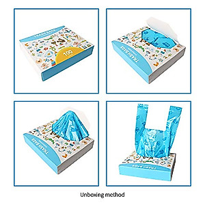 Disposable Diaper Bags with Easy-Tie Tabs, Degradable Diaper Trash Bags or Pet Waste Bags, With Cute Pattern Unscented Biodegradable Diaper Sacks, 200 Counts