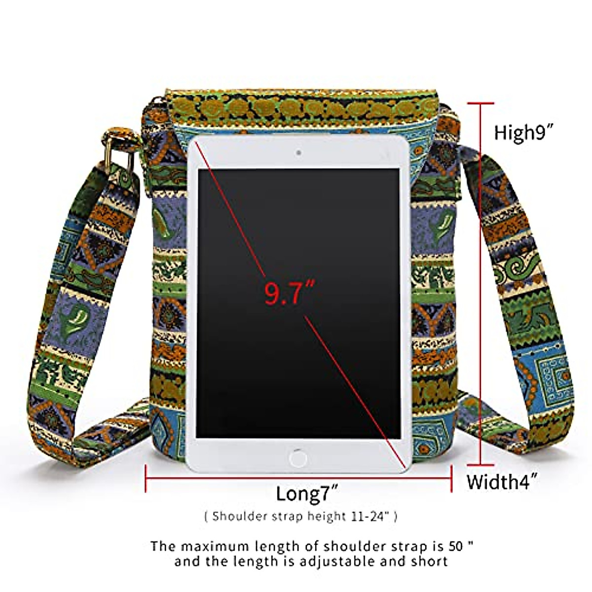 OPQRSTU Women's Retro Small Size Canvas Shoulder Bag Hippie Hobo Crossbody Handbag Casual Tote (Green)