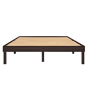 Naomi Home Lucia 14 Inch Solid Wood Platform Bed Queen Bed Frame, Pine Wood Queen Platform Bed Frame, No Squeak Bed Frame, Bed Frame Queen Size, No Box Spring Needed, Sturdy Bed Frame - Espresso
