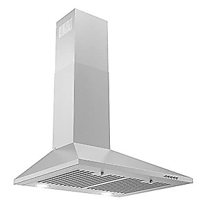 COSMO COS-6324EWH Wall Mount Range Hood, Chimney-Style Over Stove Vent, 3 Speed Fan, Permanent Filters, LED Lights in Stainless Steel (24 inch)