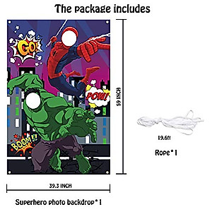 Superhero Photo Door Banner,Spider and Green Giant Face Photography Fabric Banner Background for Kids Birthday Party Favor Supplies Decorations and Party Game Photo Props Backdrop Props