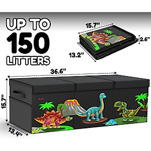 RUTIFUN Extra Large Toy Basket, Collapsible Toy Storage Organizer, Large Toy Chest Basket with Lid, Dinosaur Toy Storage Bin for Boys Girls, Toy Bins for Kids, Toy Box for Toddlers Living Room, Black