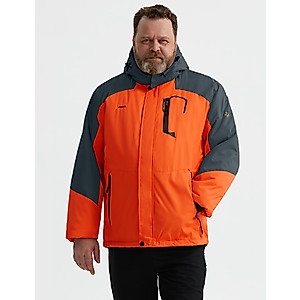 GEMYSE Men's Mountain Waterproof Ski Snow Jacket Winter Windproof Rain Jacket (Orange Grey,Large)