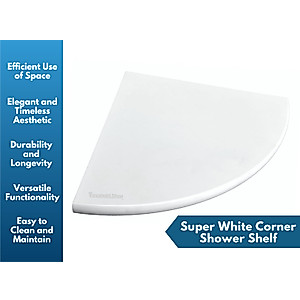 Threshold.Shop 9 Inch Super White Engineered Marble Corner Shower Shelf Bathroom Caddy, Wall Mounted Shower Shelf, Classic Flatback Design (1)