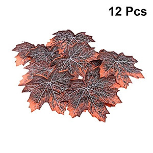 POPETPOP Leaf Litter for Reptiles-Artificial Autumn Maple Leaves Decorative Fiber Lifelike Leaf Reptile Supplies