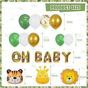 Safari Jungle Baby Shower Decorations, Jungle Animal Party Supplies Decor for Boy Girl Showers Birthdays with Banners Cake Topper Cupcake Topper Balloons Sash Corsage