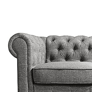 Rosevera Genevieve Upholstered Fine Polyester Collection Tufted Loveseat Couch, Contemporary Chesterfield Armrest,Sectional Sofa for Living Room Apartment, 2SEAT, Gray 2SEAT