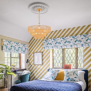 ELYCCUPA 6-Lights Hand-Woven Rattan Pendant Light 4 Round Transitional Minimalist Boho Large Pendant Light for Kitchen Island Dining Room Living Room Hallway, Dia 20 Inch, UL Listed