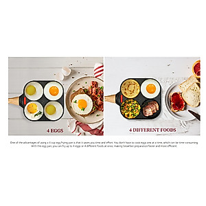 Juvenixs Egg Pan with flipping Lid - Nonstick Egg Frying Pan [4 Cup Cooker] - Egg Pans Nonstick for Induction & Gas Cooker - Brush & Scraper included - Egg Skillet for perfect Eggs, Omelet & Crepe